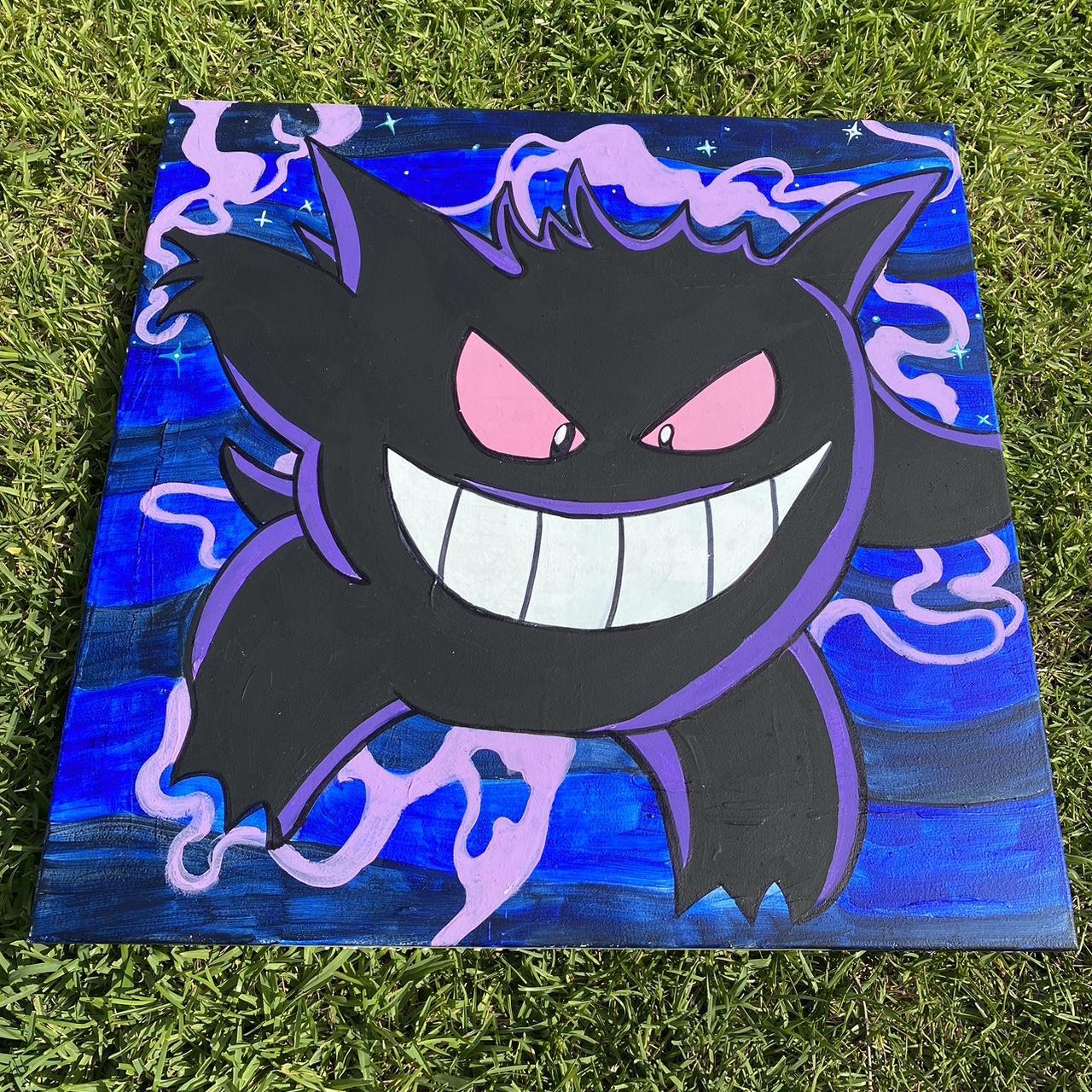 Big Genghar Pokémon hand painted canvas 42x42 | Depop