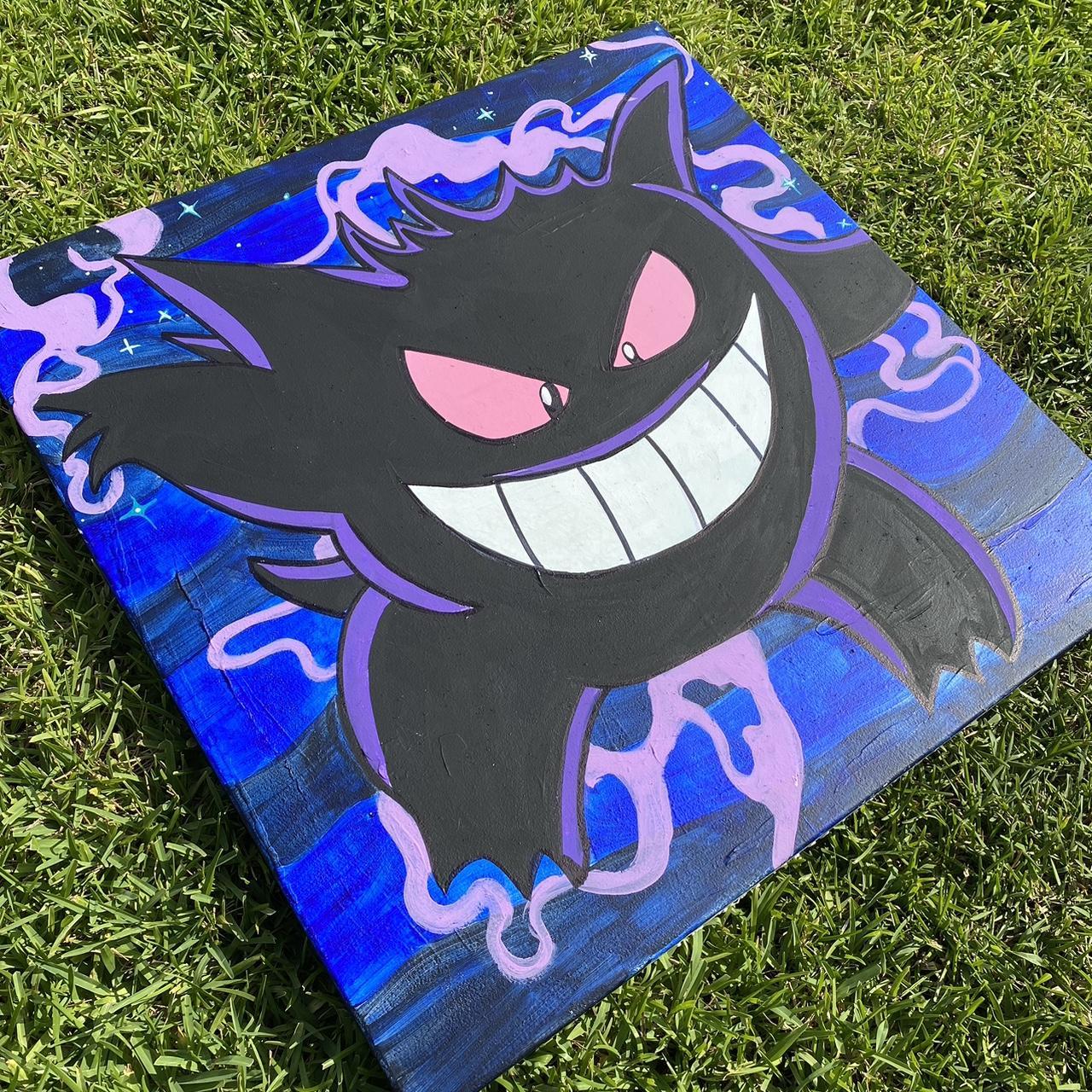 Big Genghar Pokémon hand painted canvas 42x42 | Depop