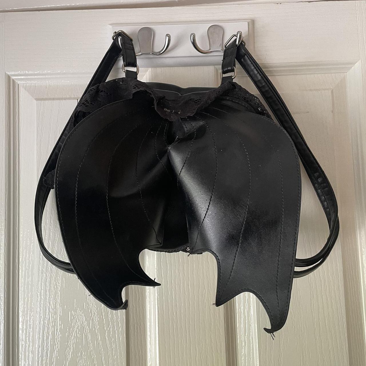 Heart shaped bat wing bag 🦇 🖤 Slightly worn at the... - Depop