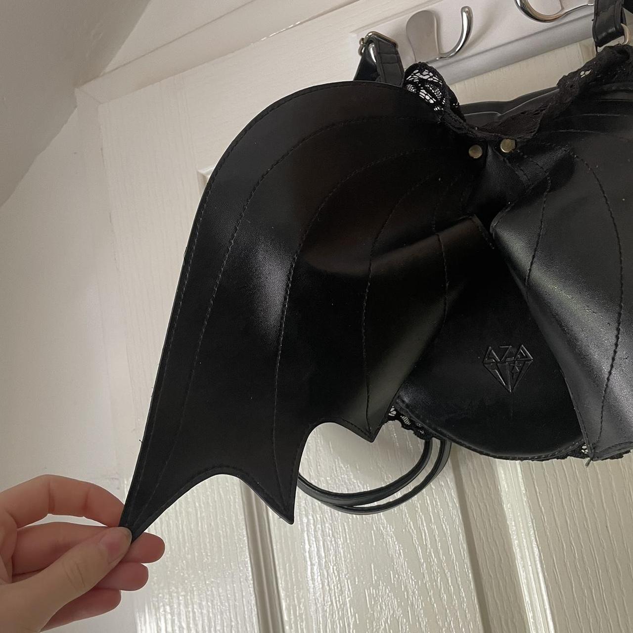 Heart shaped bat wing bag 🦇 🖤 Slightly worn at the... - Depop