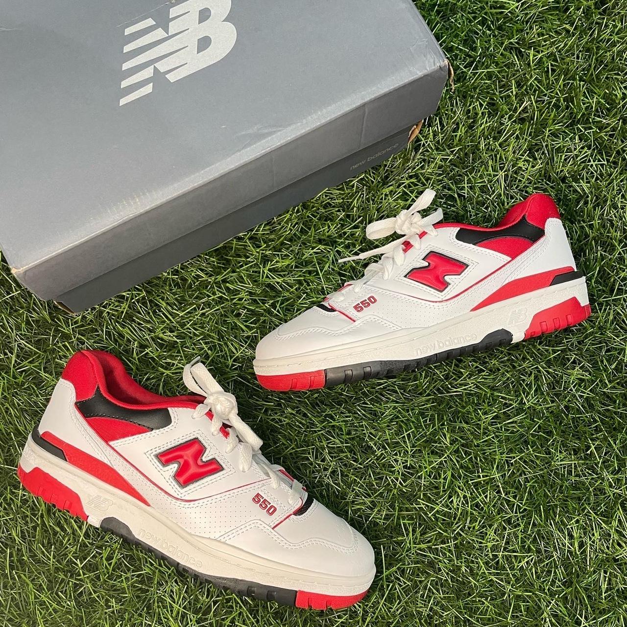 New balance 550 red white 100% authentic Brand new... - Depop