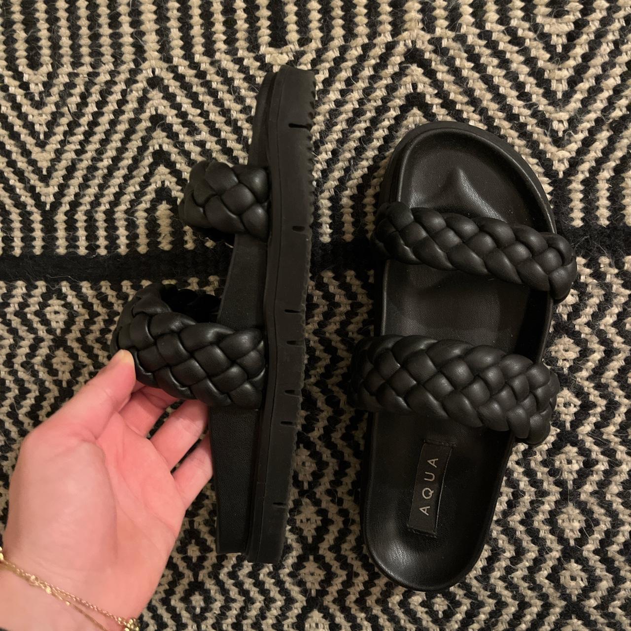 Aqua black braided sandals size 8 (run small fit me... - Depop