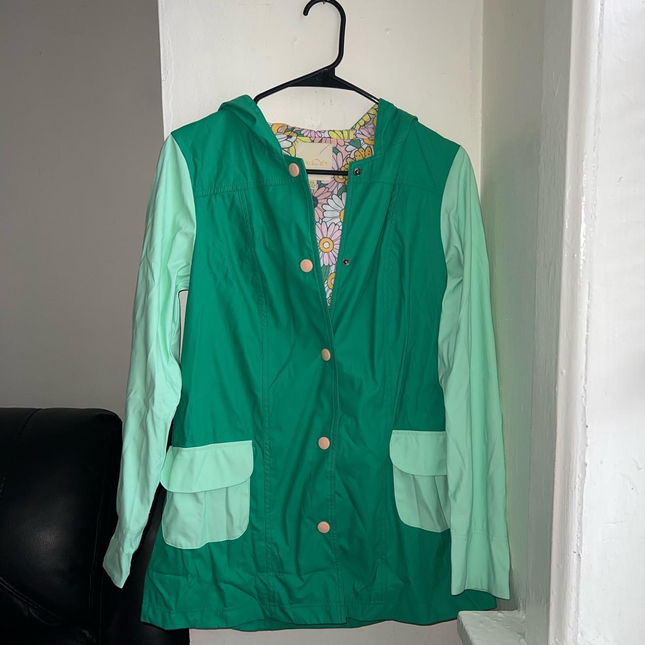 Green raincoat by ModCloth Super super cute has... - Depop