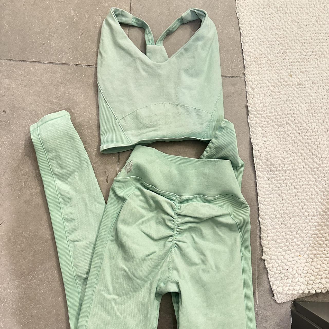 Free people movement light green workout set, size... - Depop