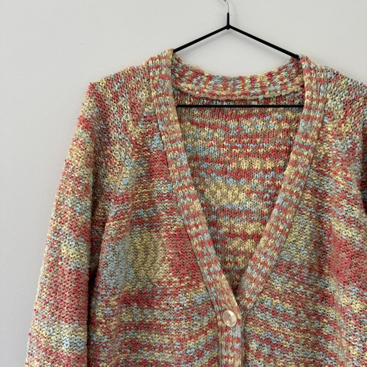 Vintage multi knit cardigan Size M-L - Depop