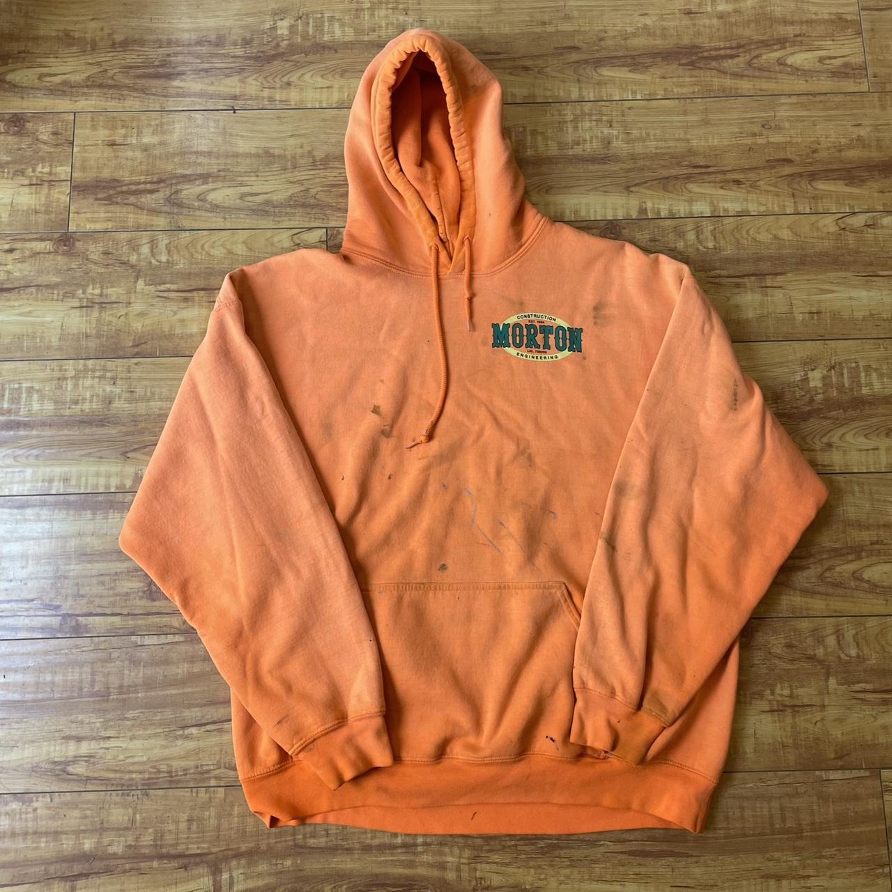 Distressed Orange jacket Ok quality Has stains as... - Depop