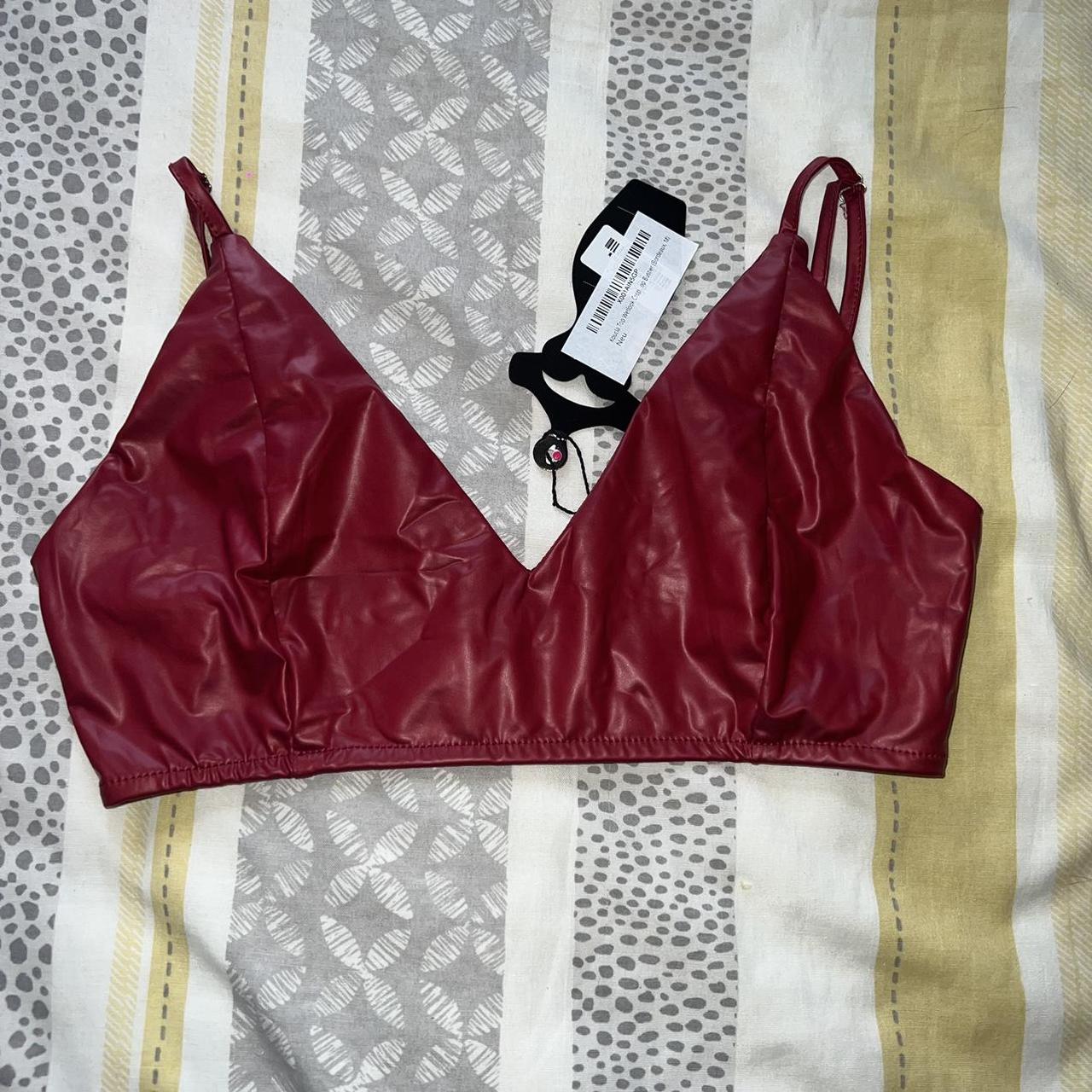Red wet look bralet Size M Bought for Halloween but... - Depop