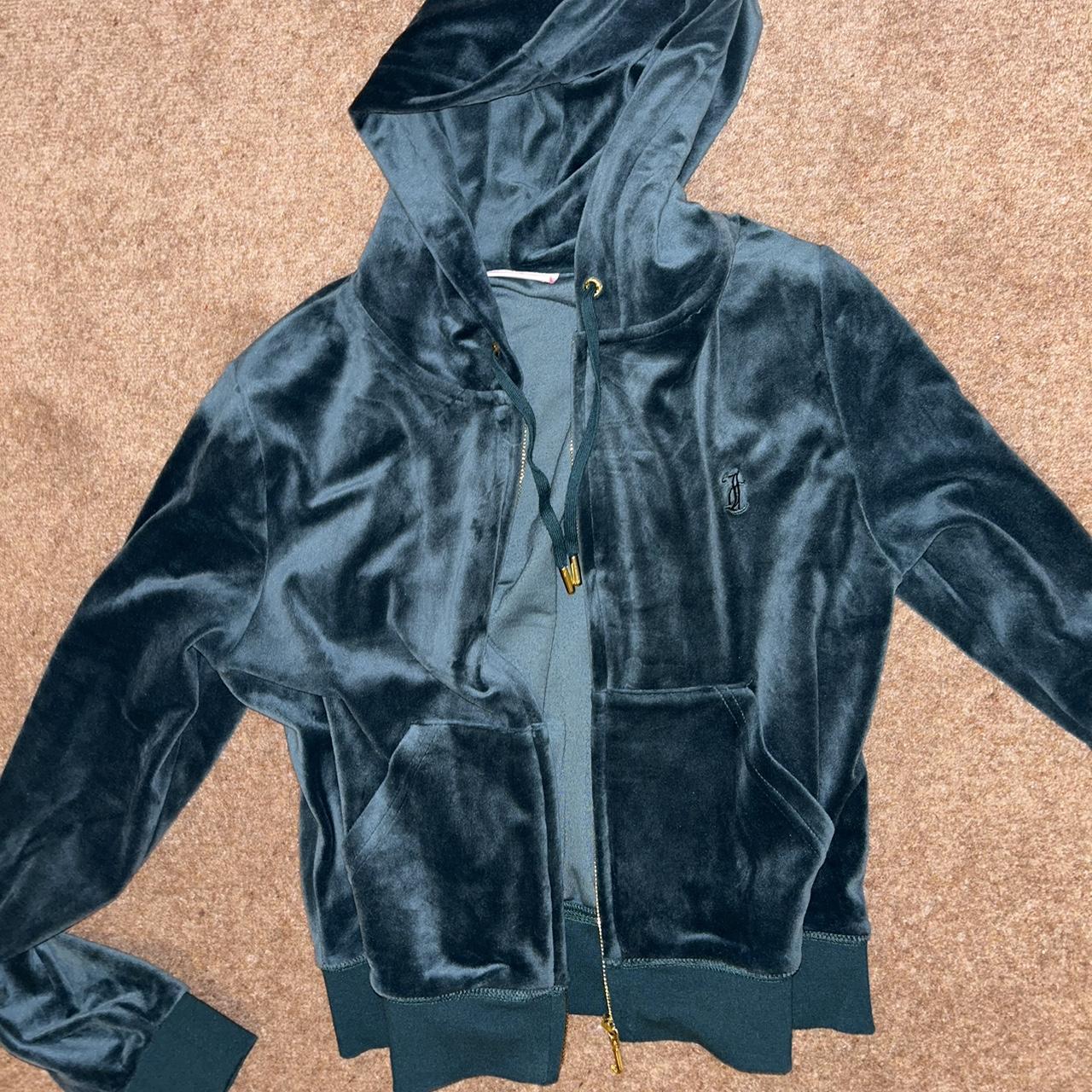 teal/blue juicy couture velour zip up hoodie,... - Depop