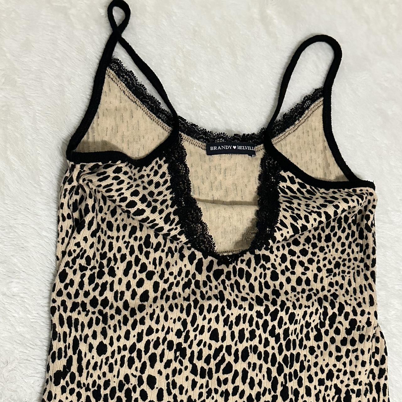Leopard print brandy Melville lace edge tank - Depop