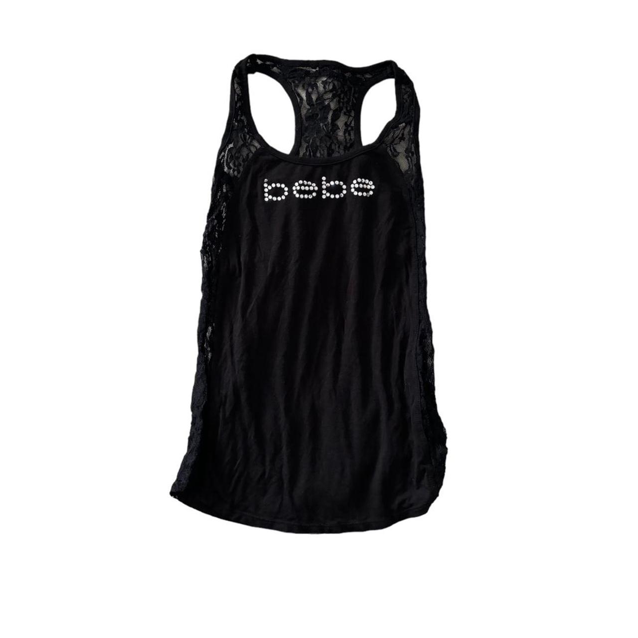 bebe brand logo lace black tank top can fit... - Depop
