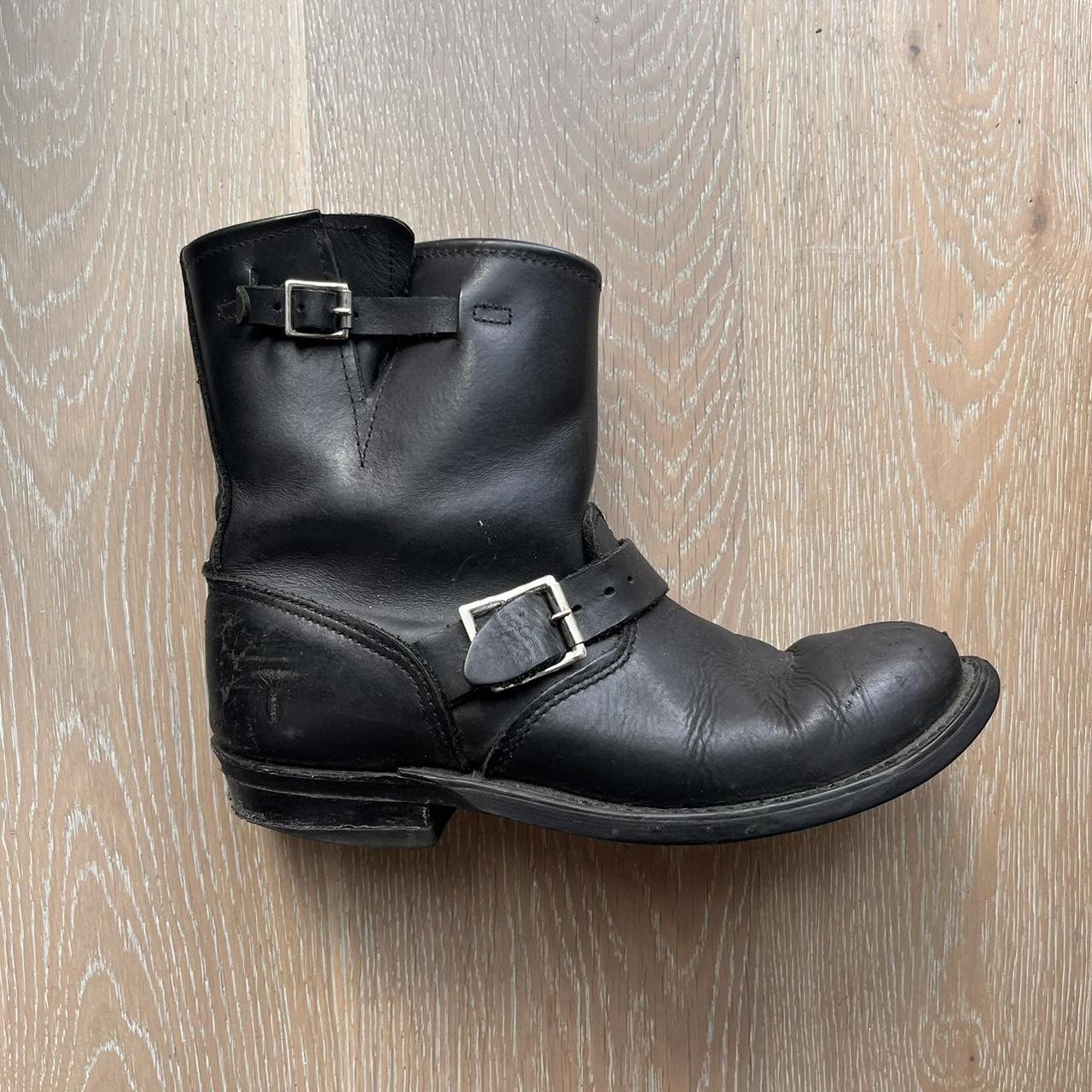 Black leather buckle Frye boots Mid calf, lower... - Depop