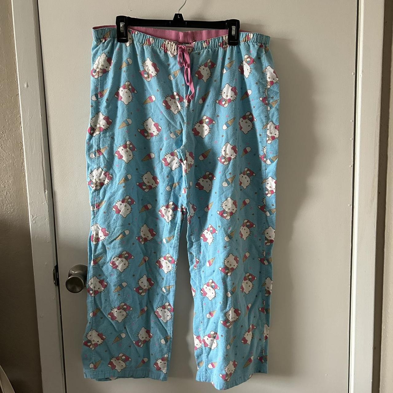 hello kitty pajama pants blue icecream design size... - Depop