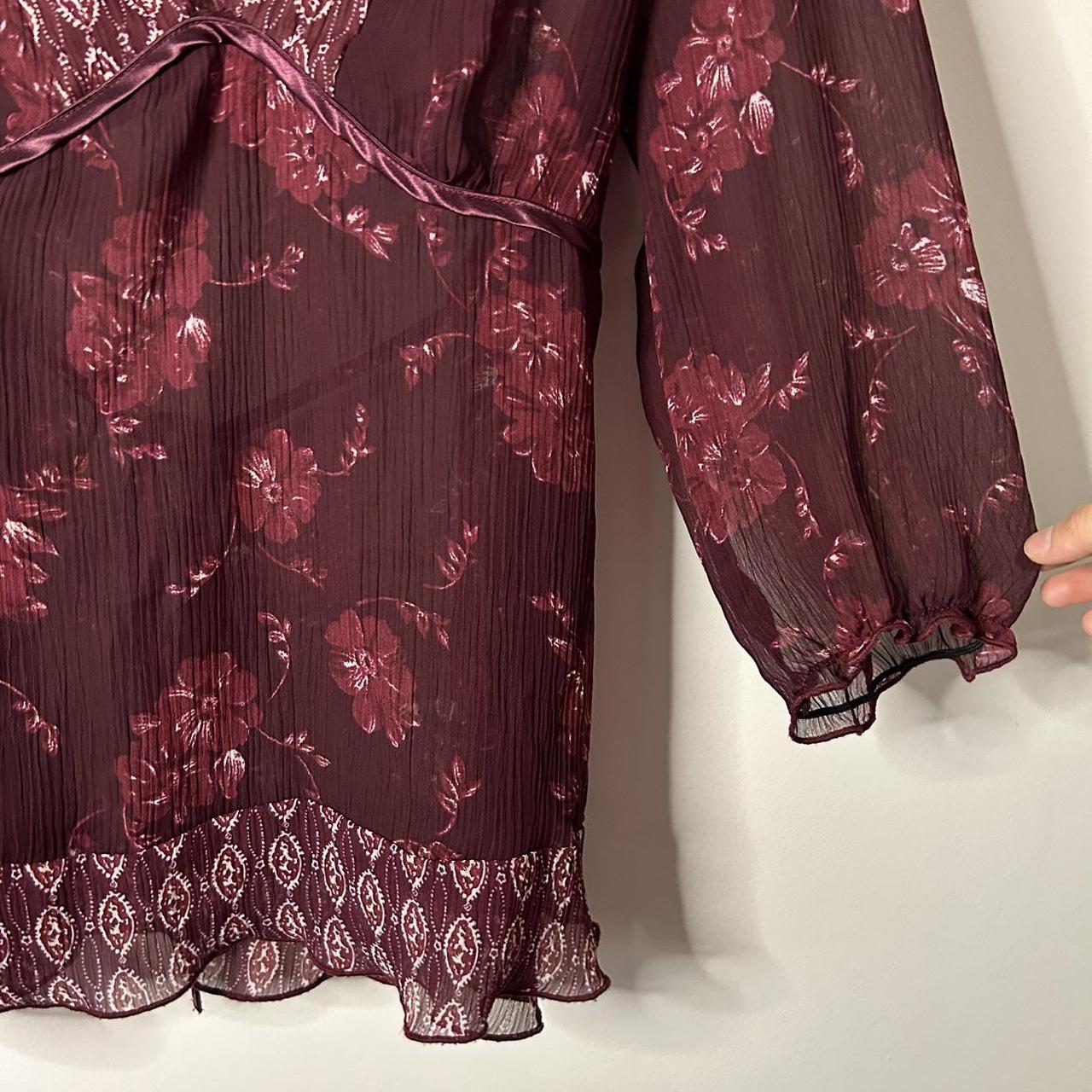maroon sheer blouse! size medium with a lie back | Depop