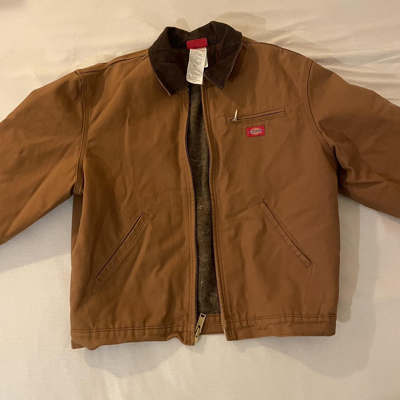 DICKIES LIGHT BROWN CANVAS JACKET size large - Depop
