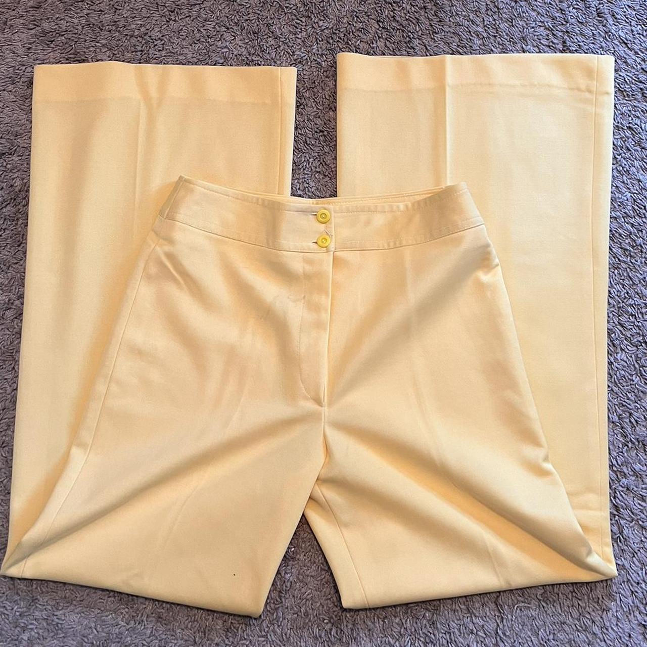 pale yellow slacks with wide leg - Depop