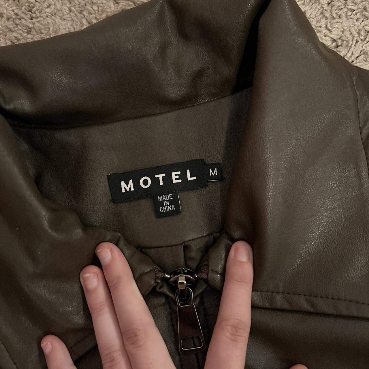 brown motel rocks zip up collared jacket - Depop