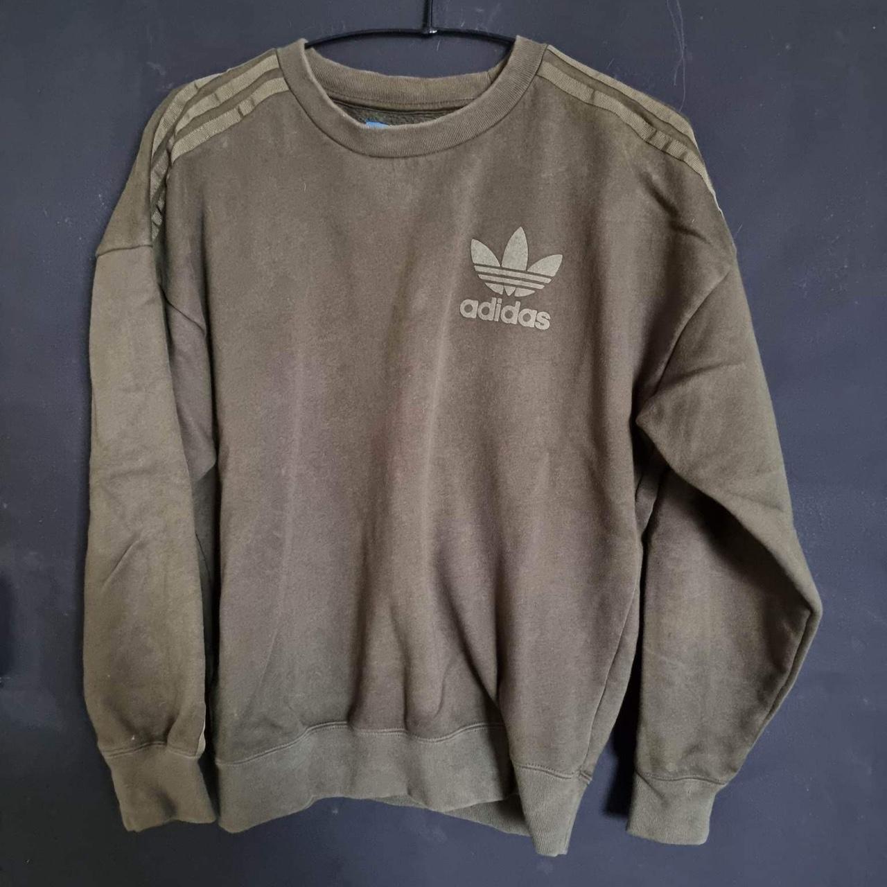 Khaki green adidas jumper Good condition Size XS - Depop