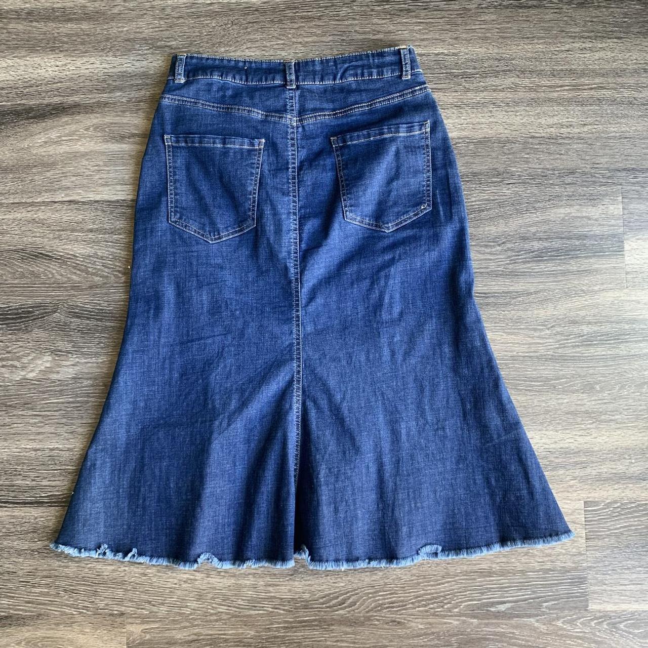 The cutest flared denim print midi skirt by One5One.... - Depop