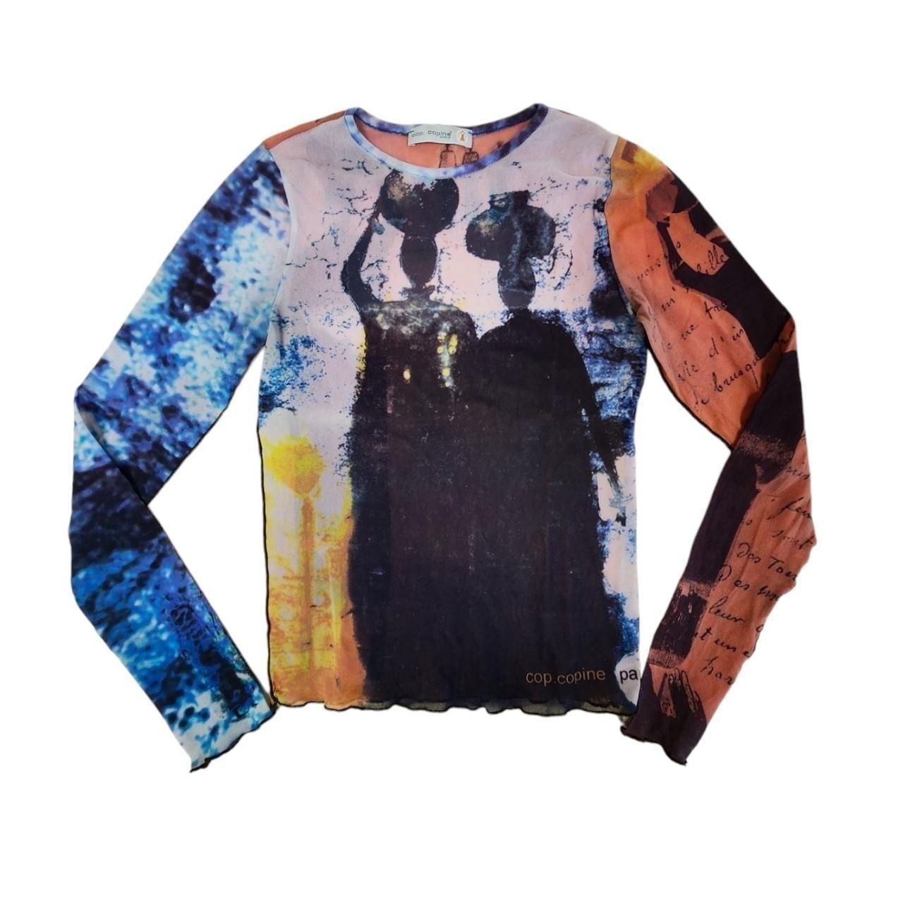 Vintage y2k Cop Copine mesh graphic top size 10uk... - Depop
