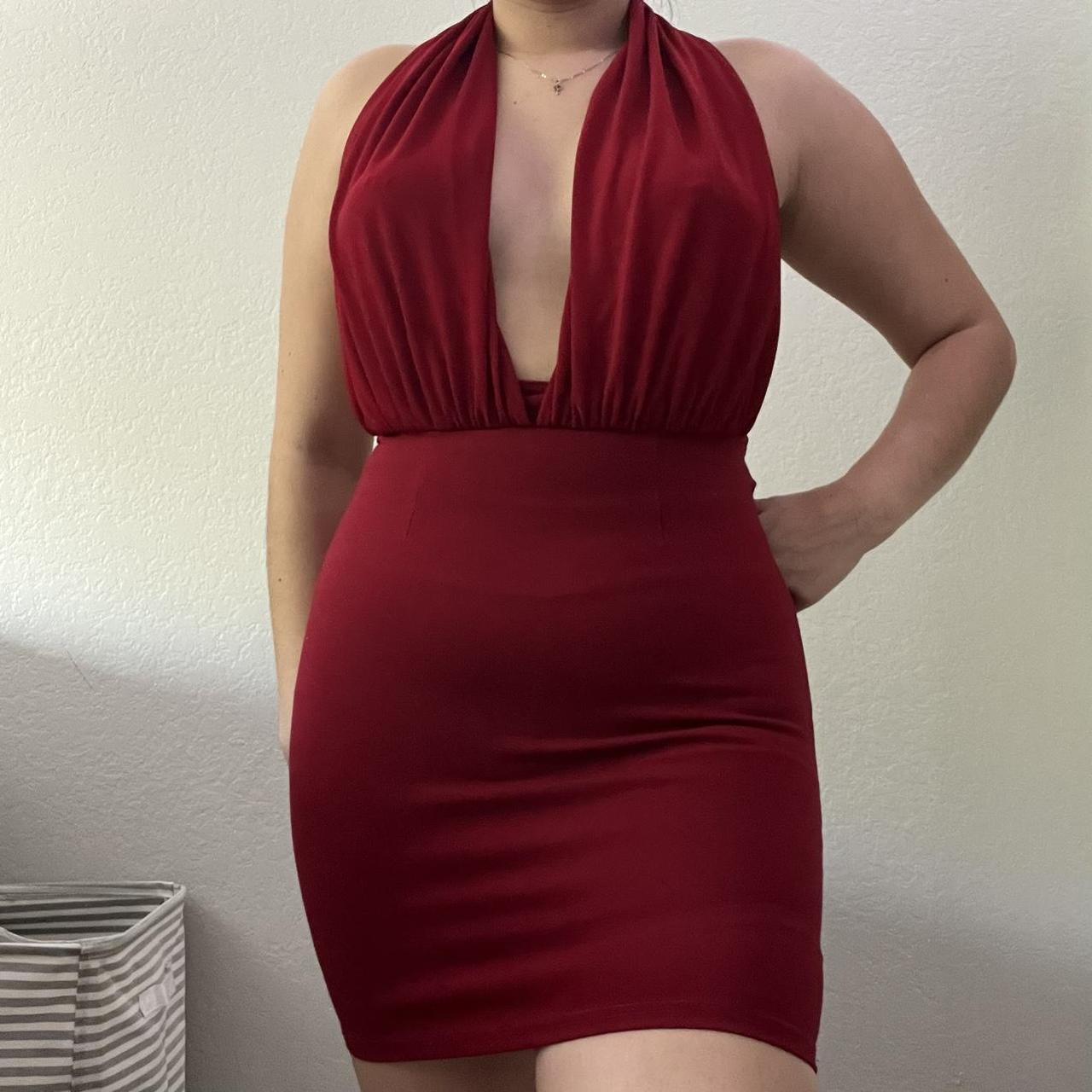 beautiful deep red dress with an amazingly sexy... - Depop