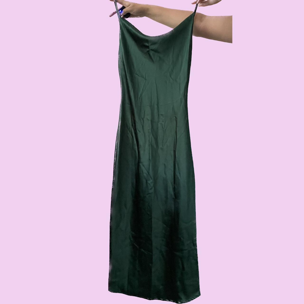 the prettiest Oh Polly green satin cowl neck midi... - Depop