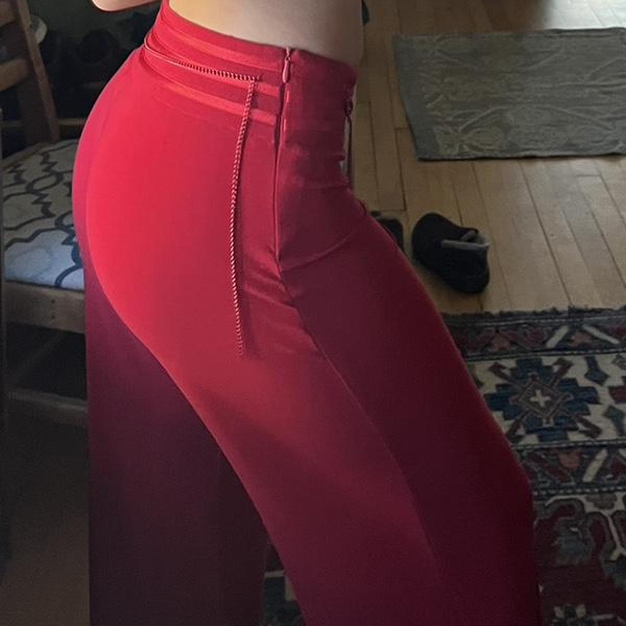 Amazing red flare? Pants with little chain - Depop