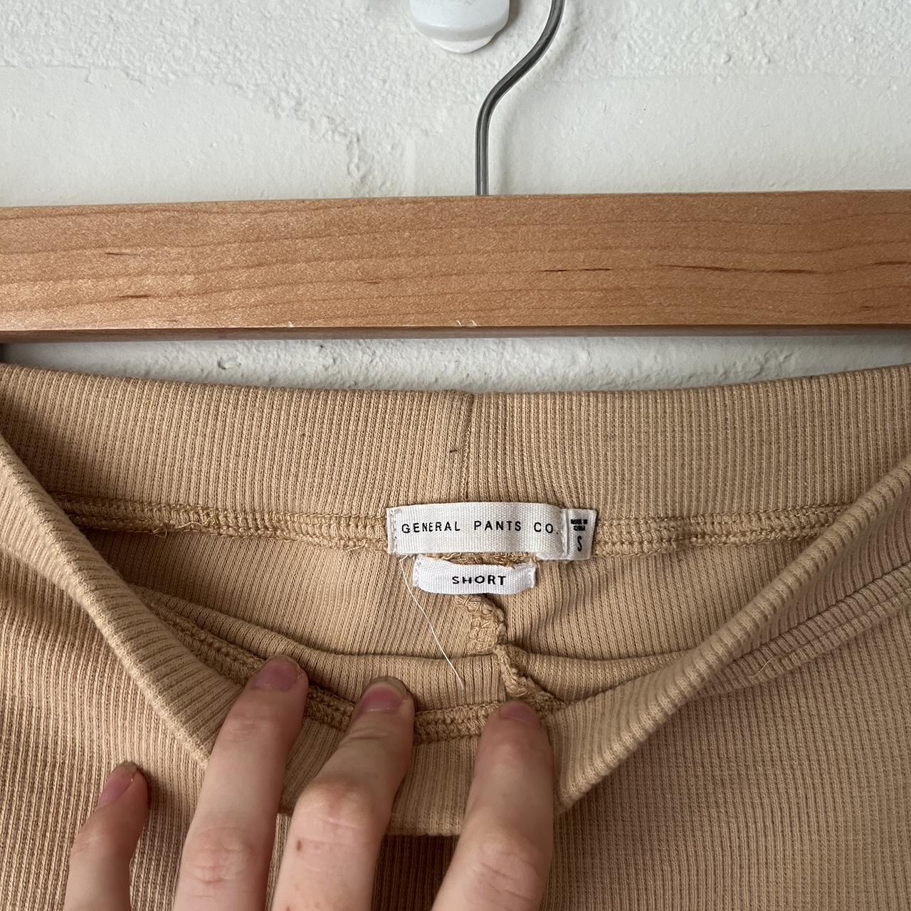 General pants tan ribbed cotton bike shorts - Depop