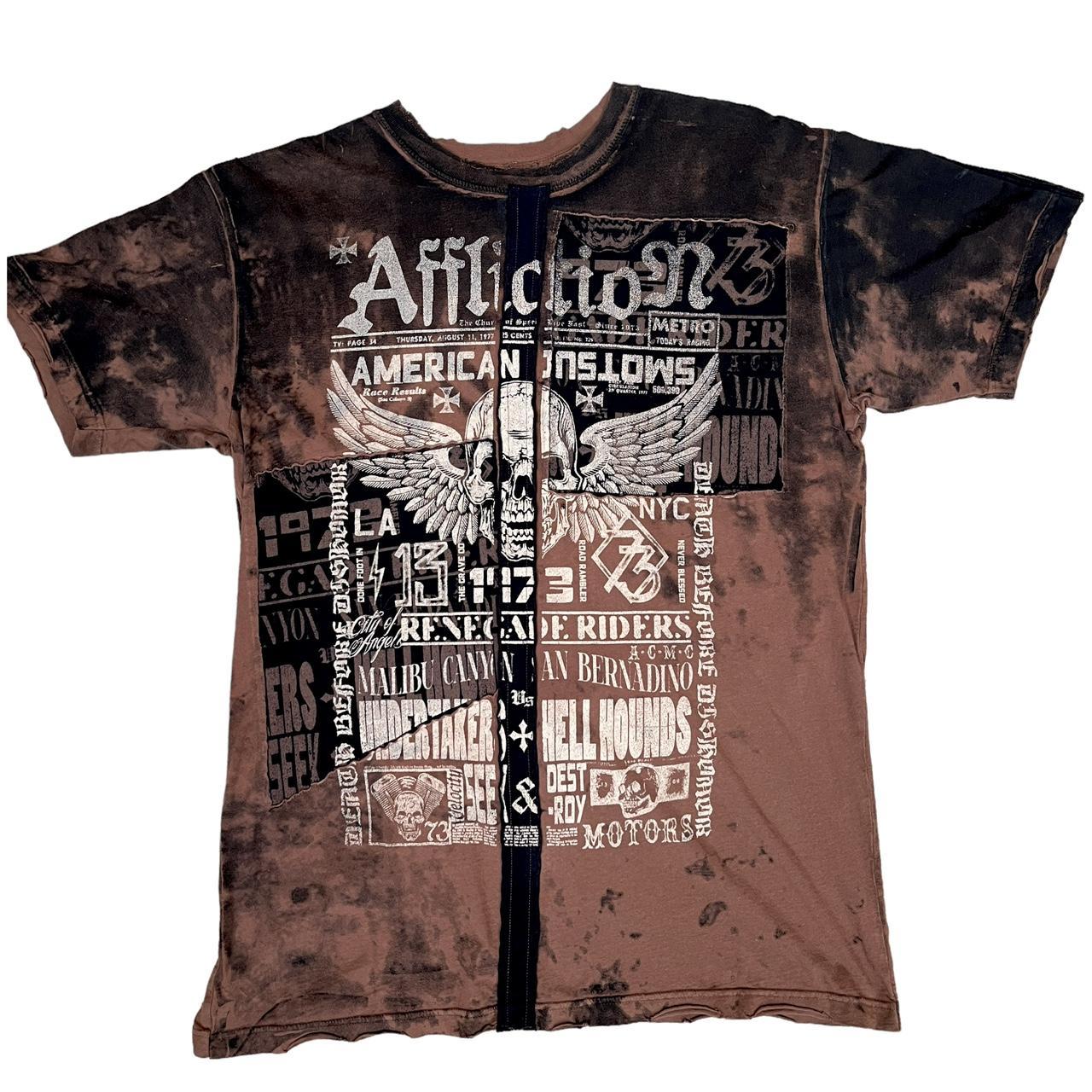Affliction All Over Print Graphic Tee size xlarge... - Depop