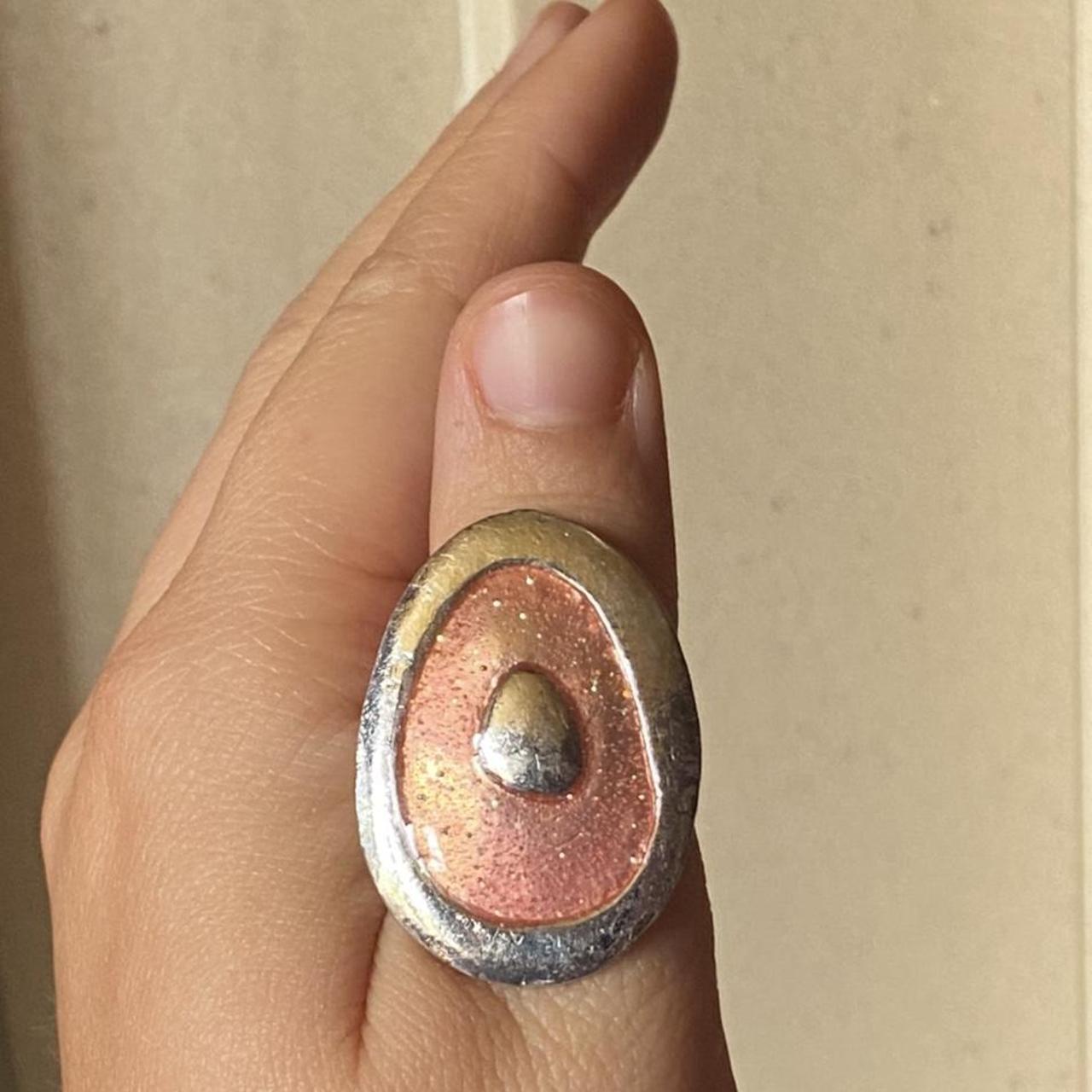 adjustable peach cocktail ring maximalist statement... - Depop