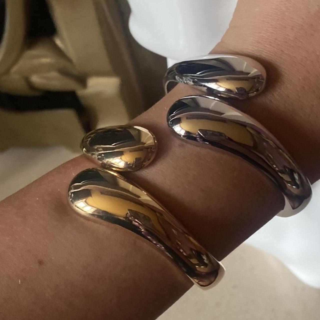 chunky bangle bracelet choose from gold or... - Depop