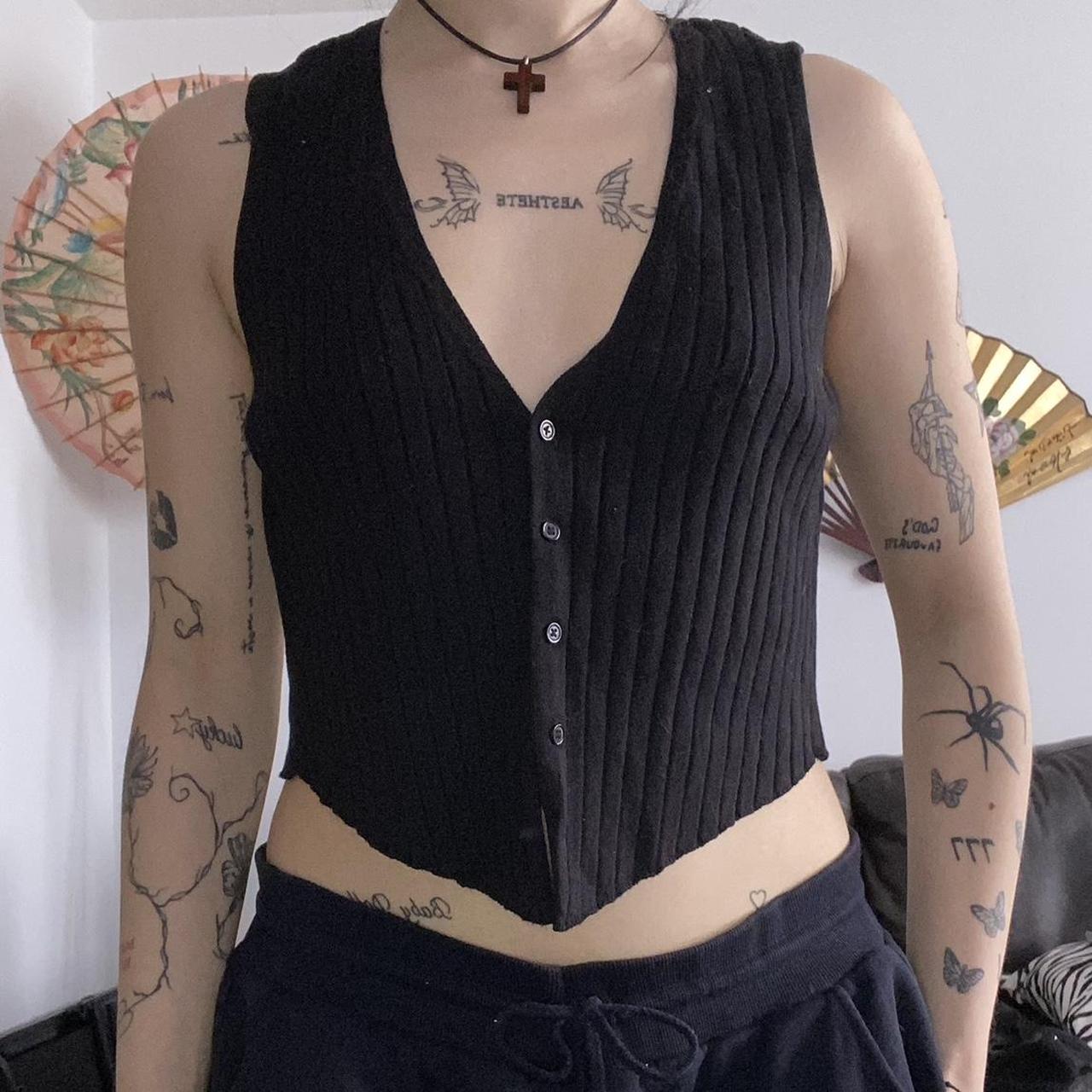 BLACK RIBBED VEST SIZE XS All orders ship same day... | Depop