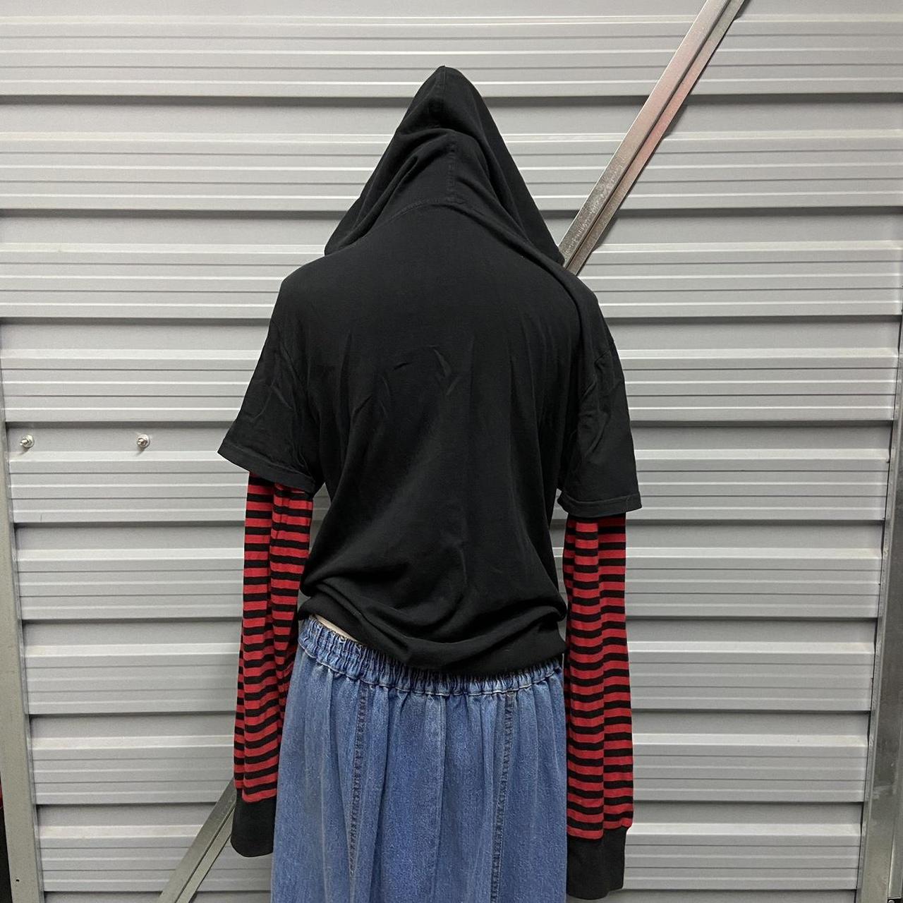 2000s emo striped layered zip hoodie perf relax... - Depop