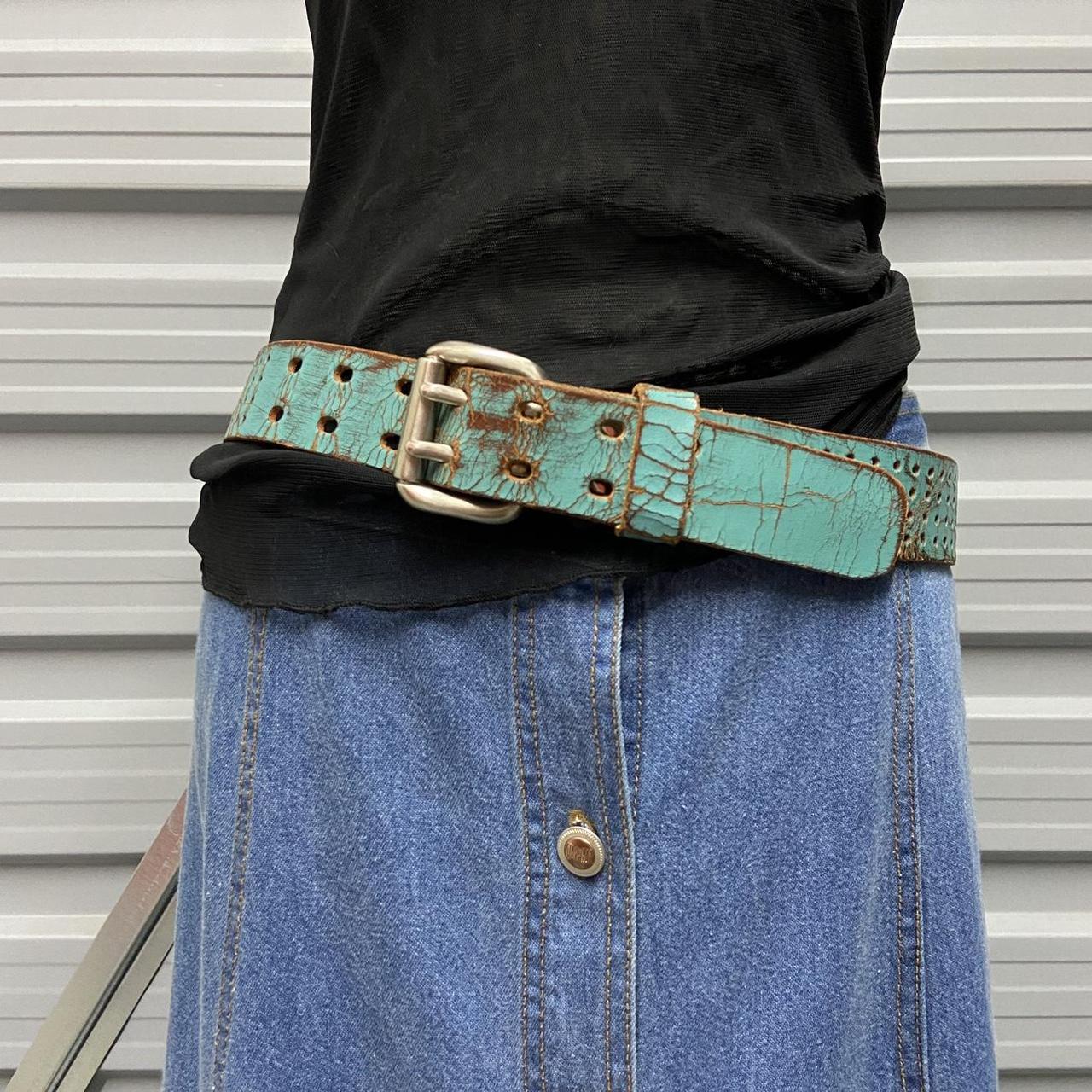 vintage 90s distressed leather belt luv the fun... - Depop