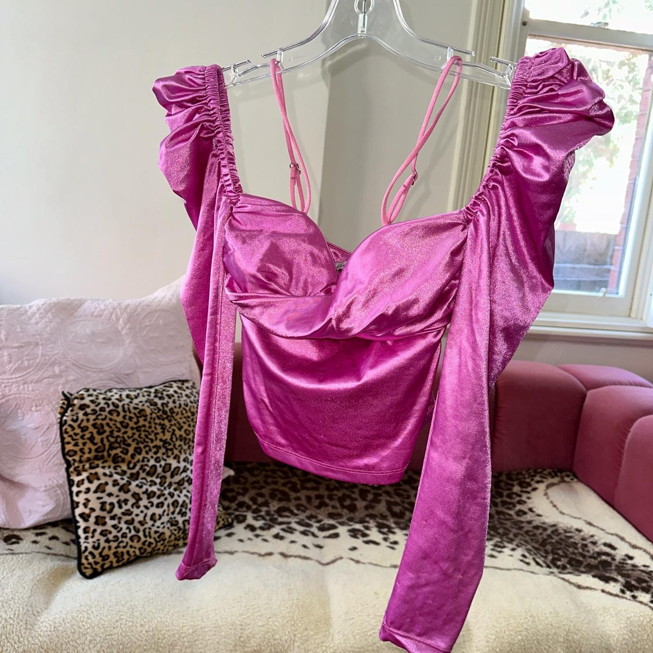 Pink metallic princess top (kikiriki) - Depop