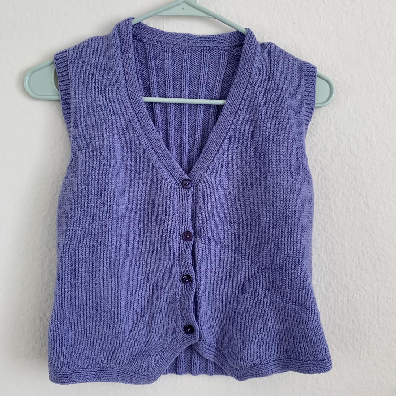 Handmade Knit Lavender/Purple VNeck Vest Small to... - Depop