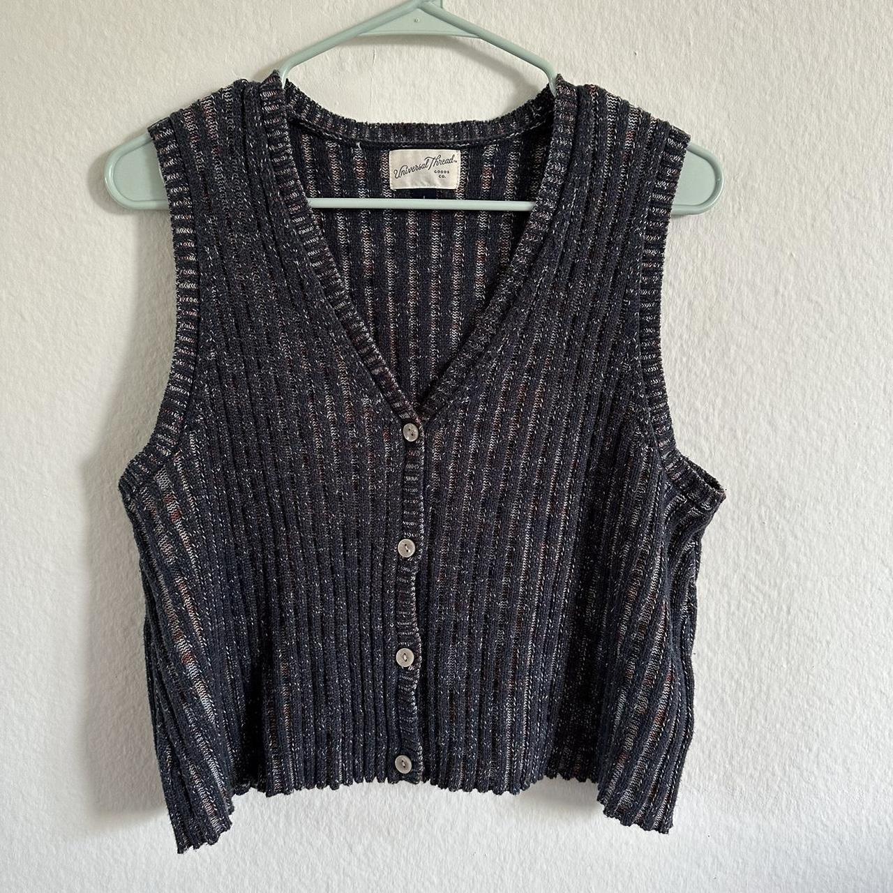 Universal Thread V-Neck Button Up Knit Vest - Large... - Depop