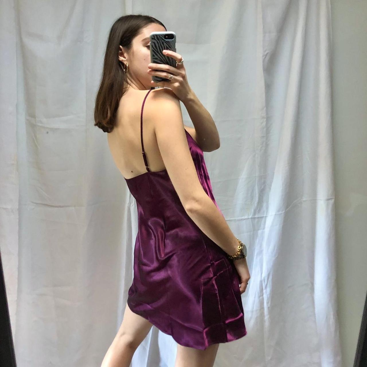 Vintage Y2K purple satin camisole minidress Size... - Depop