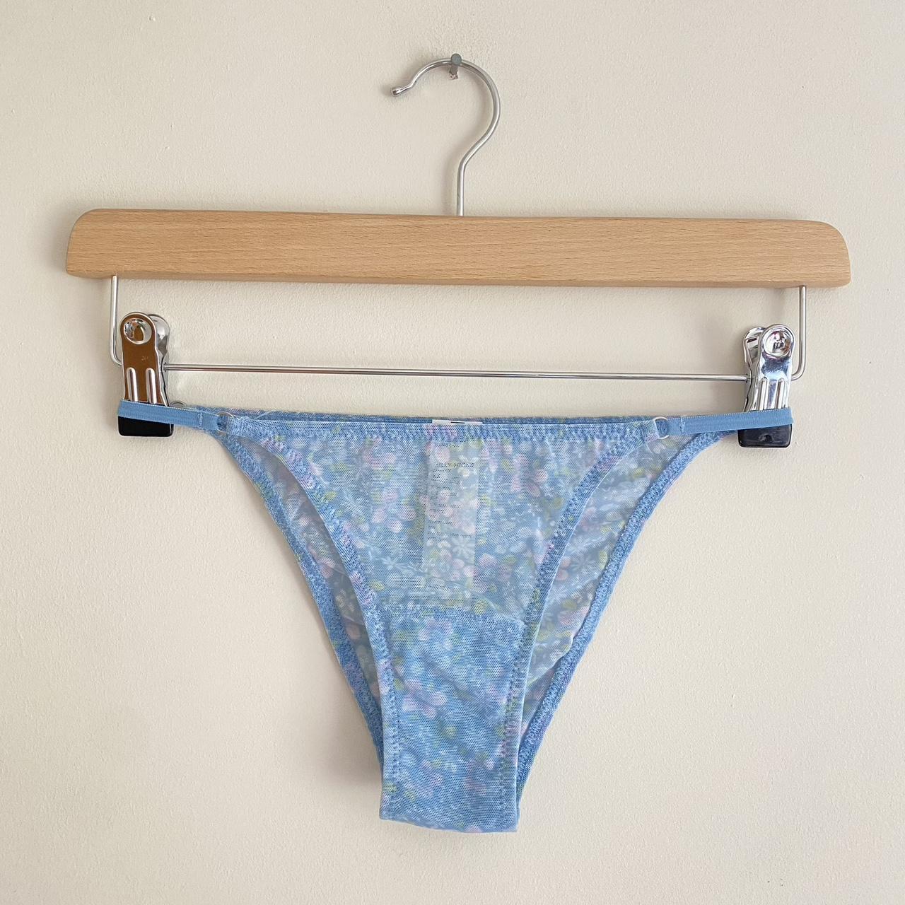 Gilly Hicks blue and pink floral mesh panties Size... | Depop