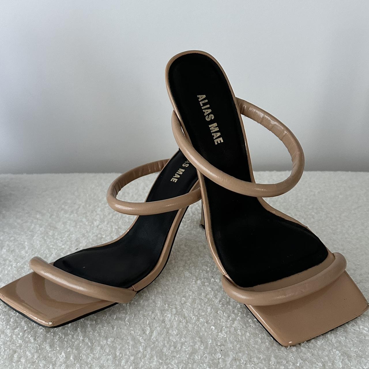 ALIAS MAE Tan Square Toe Heels Visible signs of... - Depop
