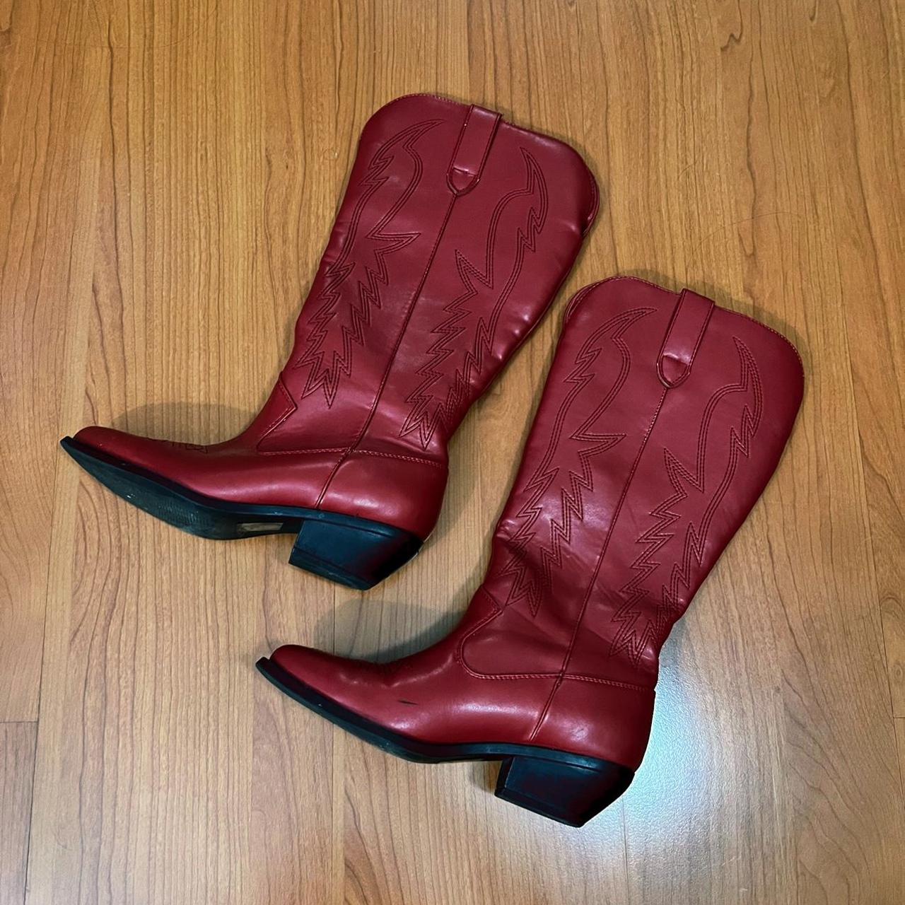 Red western cowboy boots. Size 6.5. The heel is... - Depop