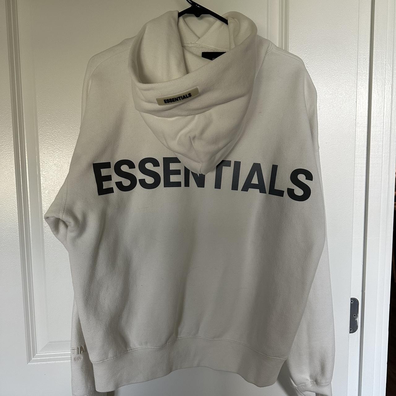 Essentials FOG white Hoodie Back Logo DEADSTOCK... - Depop