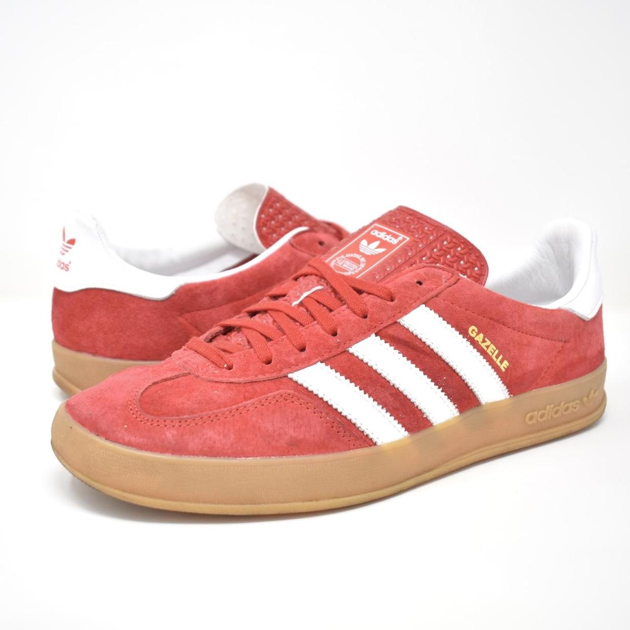 Adidas Men's Red and White Trainers | Depop