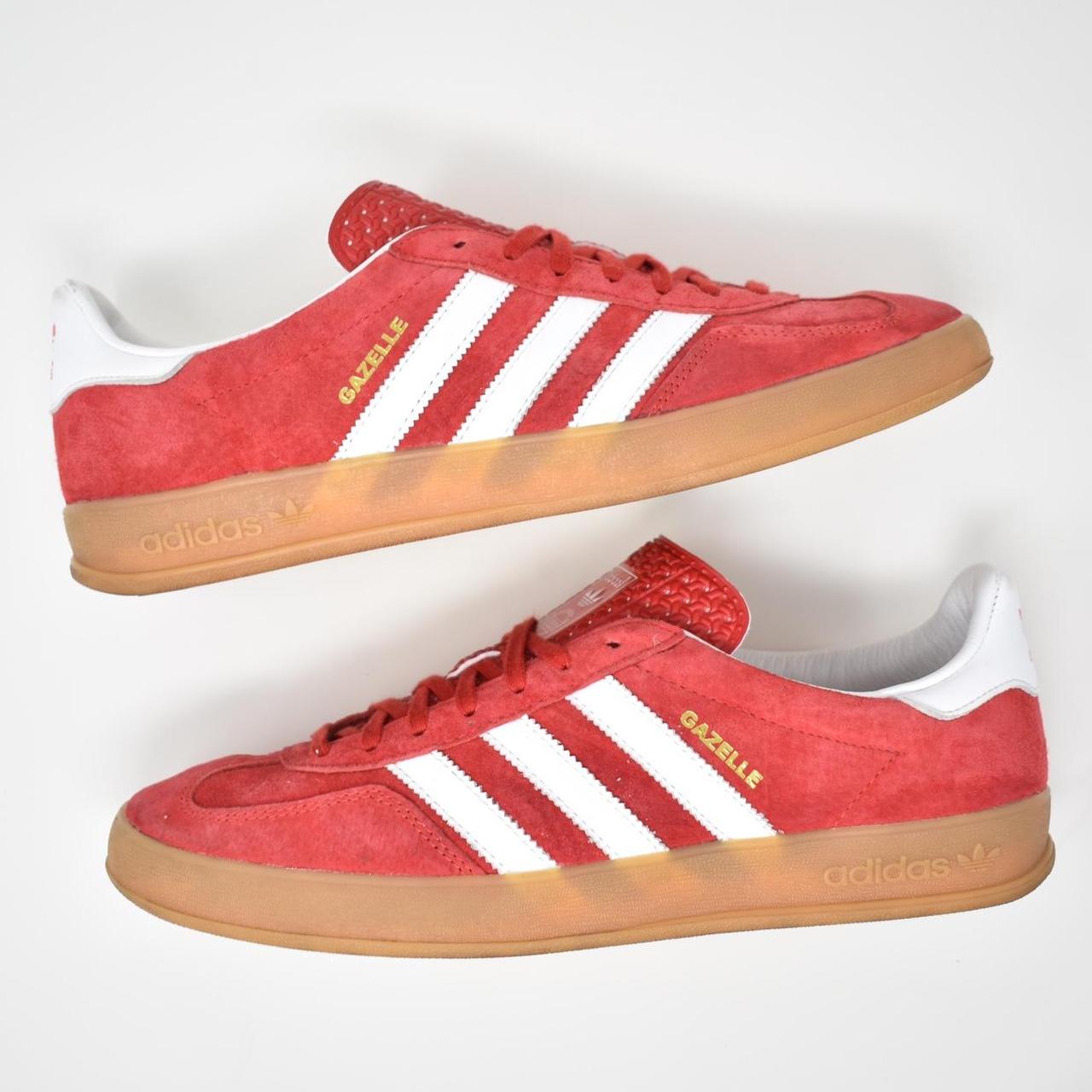 Adidas Men's Red and White Trainers | Depop