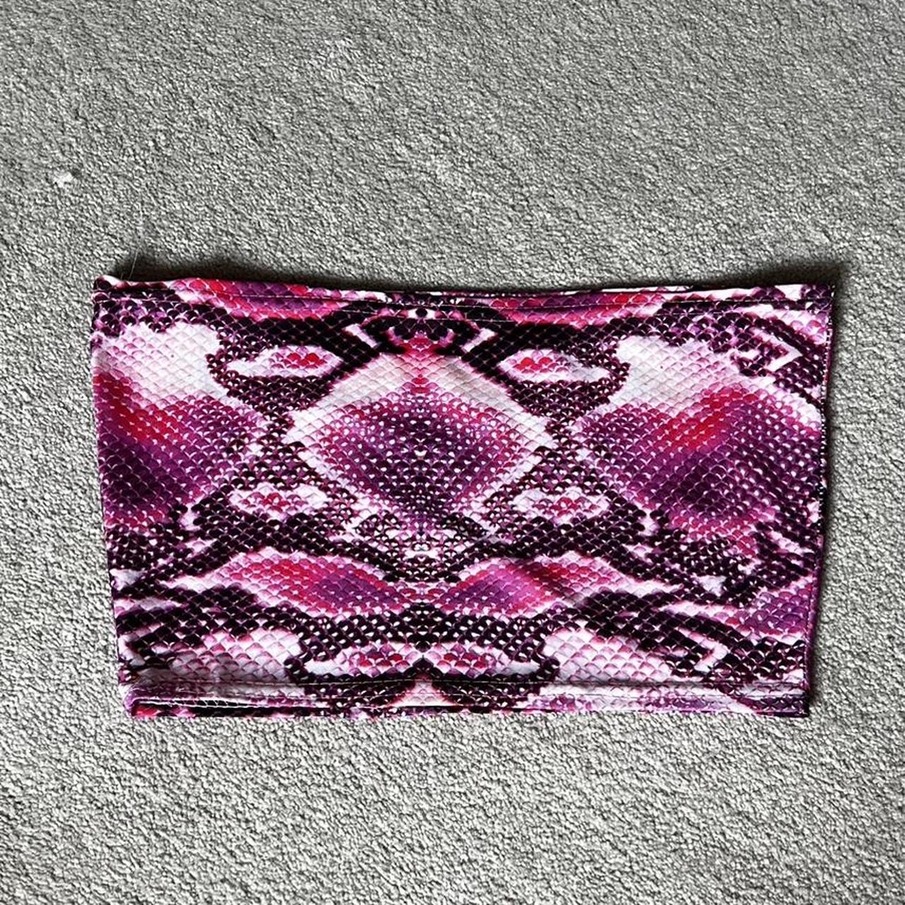 Handmade pink snakeskin pattern bandeau Perfect... - Depop