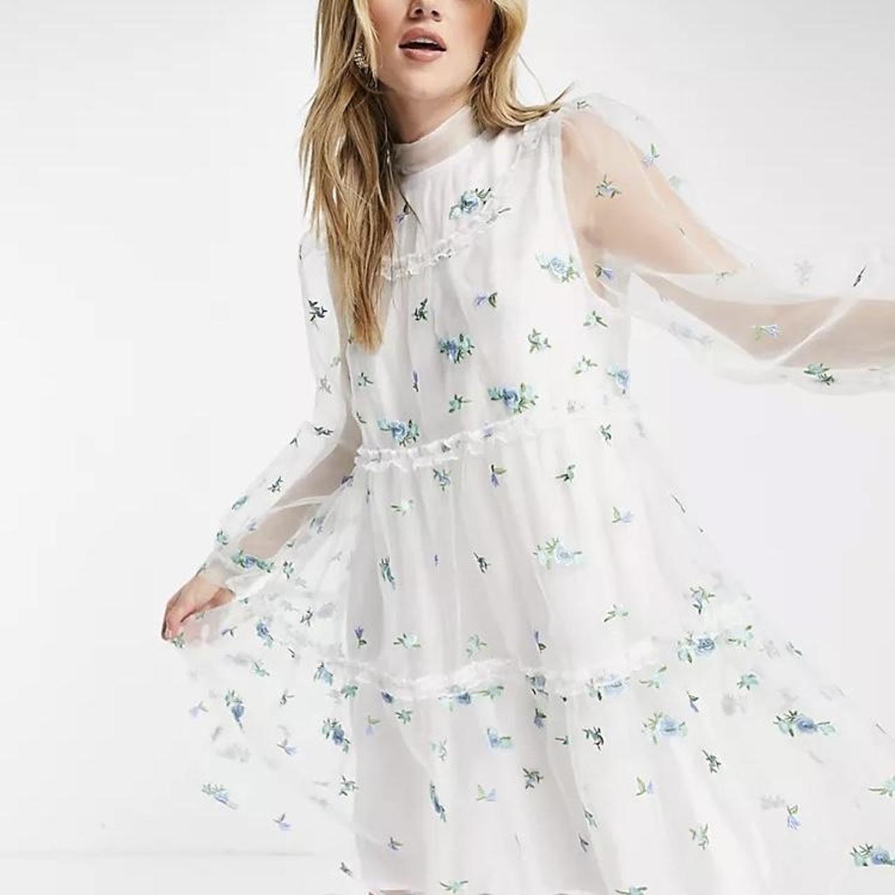 Sister Jane mini smock dress with sheer overlay and... - Depop