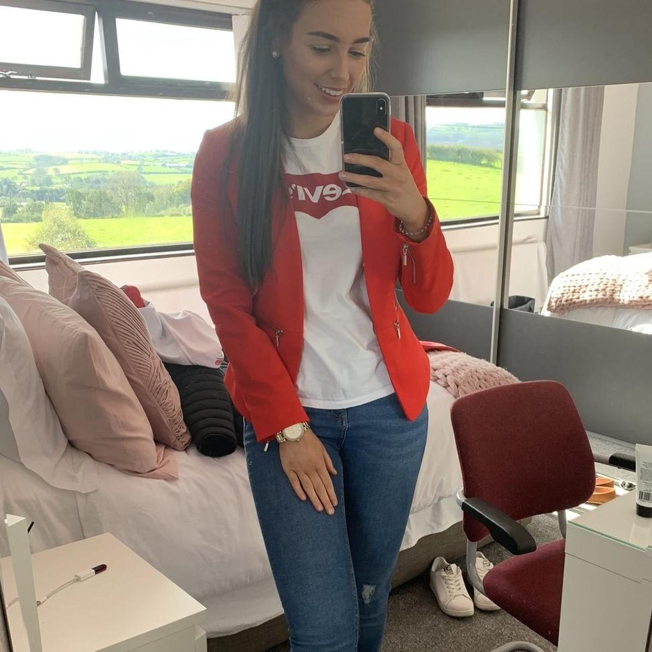 Primark Red Blazer Worn handful of times, Size 6 - Depop