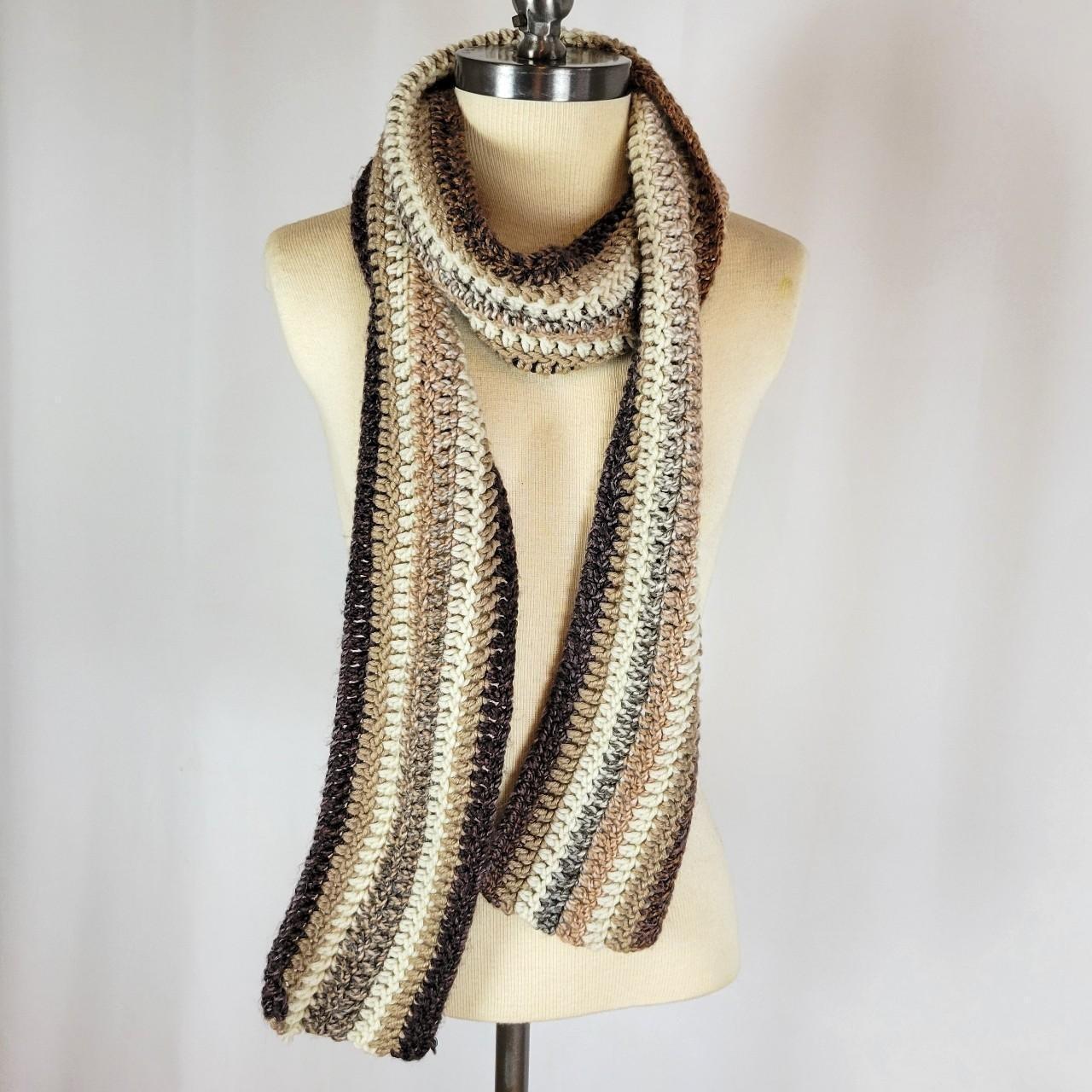 Brown Striped Knit Scarf. Super soft and... - Depop