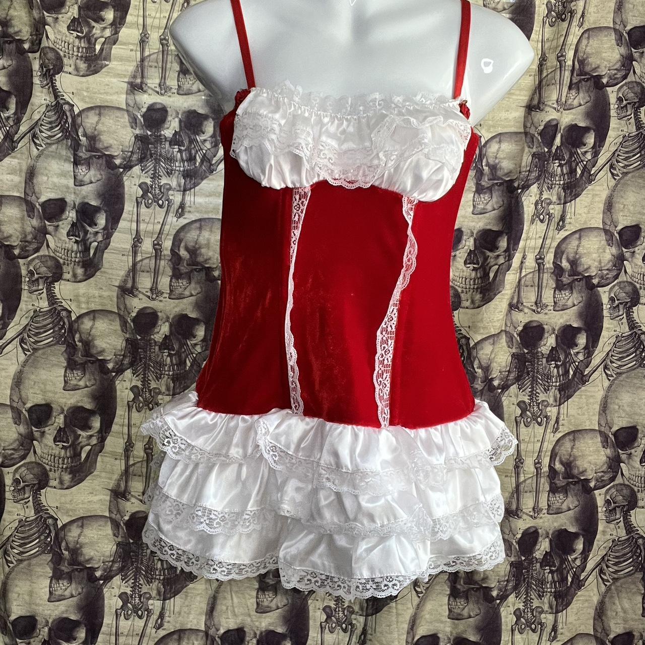Vintage playboy red velvet costume bustier. Size... - Depop