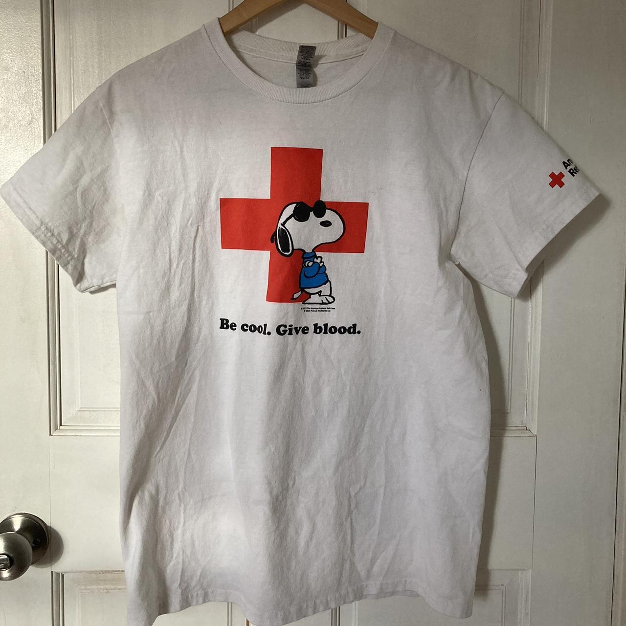 Joe cool Red Cross tee Medium #snoopy #redcross... - Depop