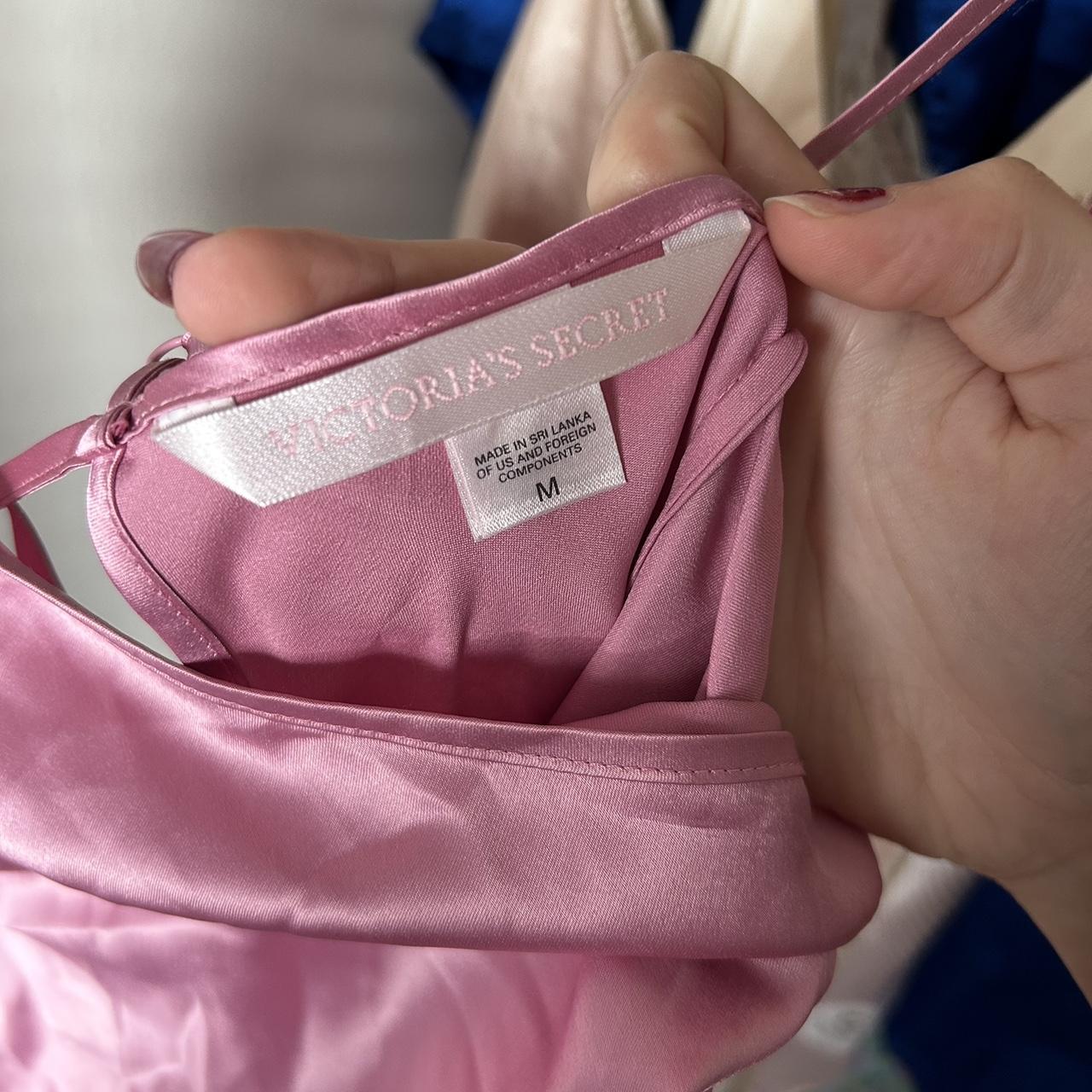 Pink Victorias Secret silky slip with ivory... - Depop